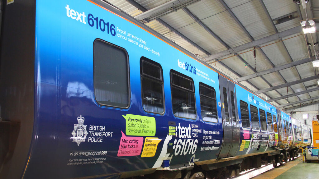 Train wrap to promote British Transport Police Text service | Aura