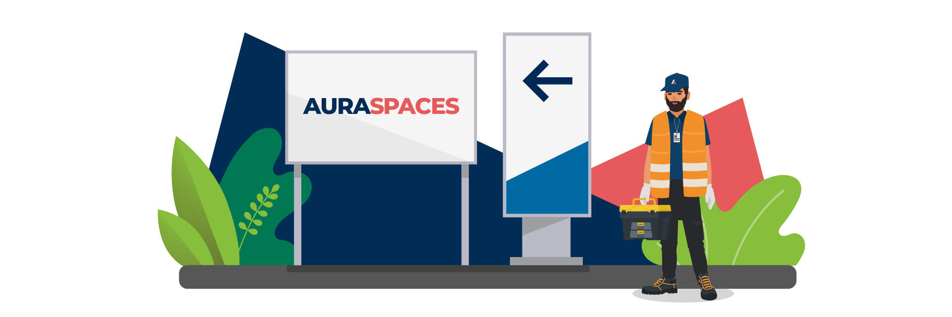 Spaces | brand implementation, graphics & signs for buildings | Aura