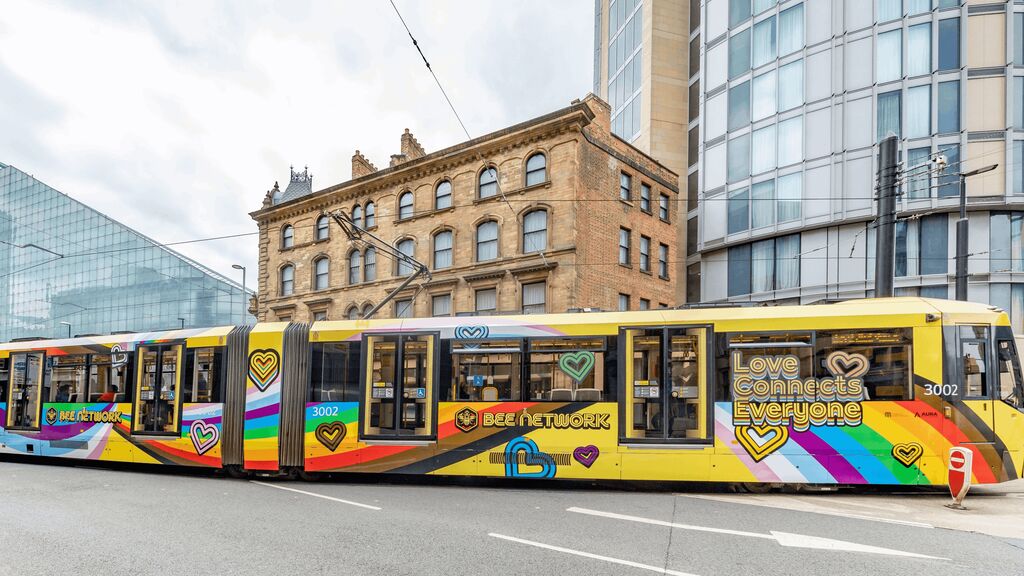 Aura & TfGM Launch 2025 Manchester Pride Tram Wrap | Aura