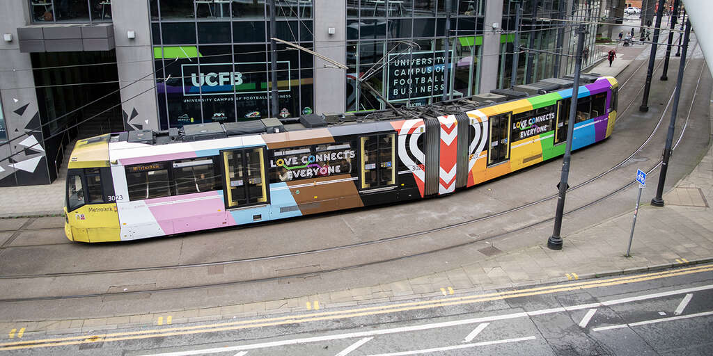 Aura & TfGM Launch 2025 Manchester Pride Tram Wrap | Aura